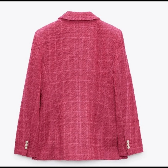 Zara | Jackets & Coats | Zara Textured Doble Breasted Blazer Pink ...